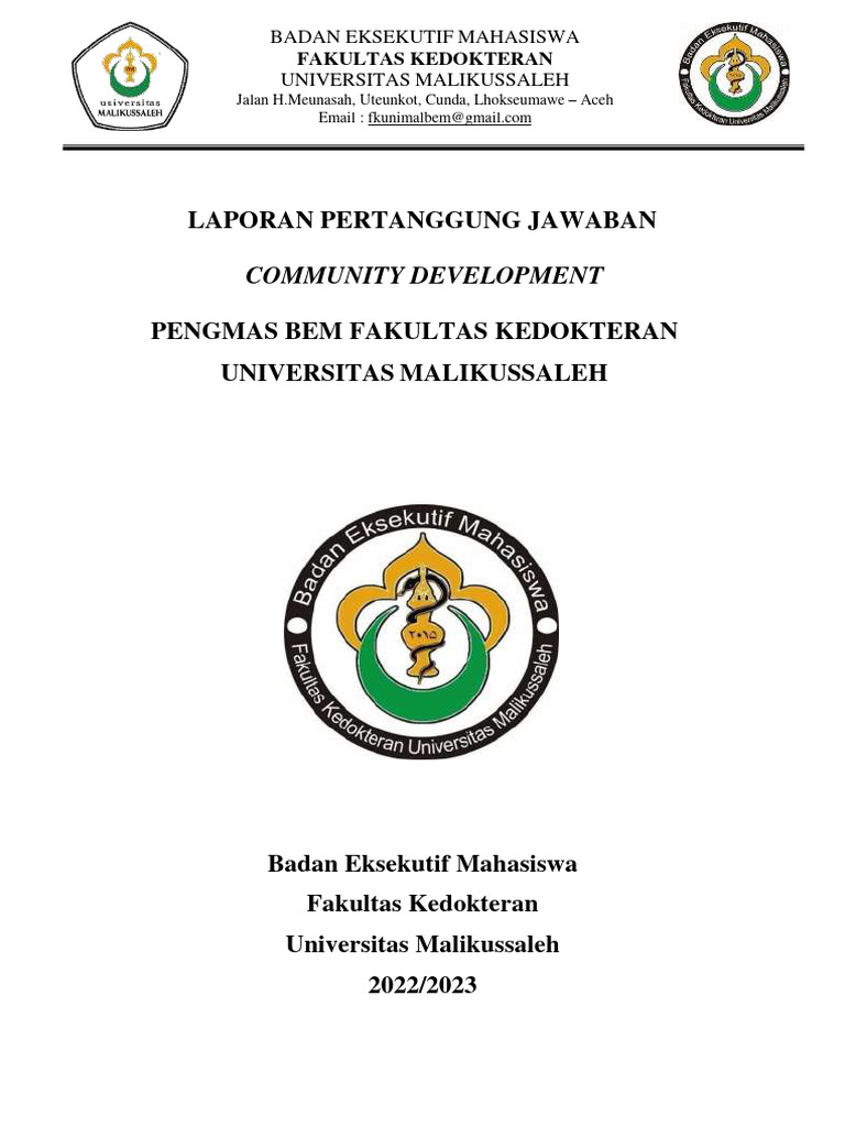 LPJ Comdev Pengmas Bem FK Unimal 2022-2023 | PDF | Ilmu Sosial