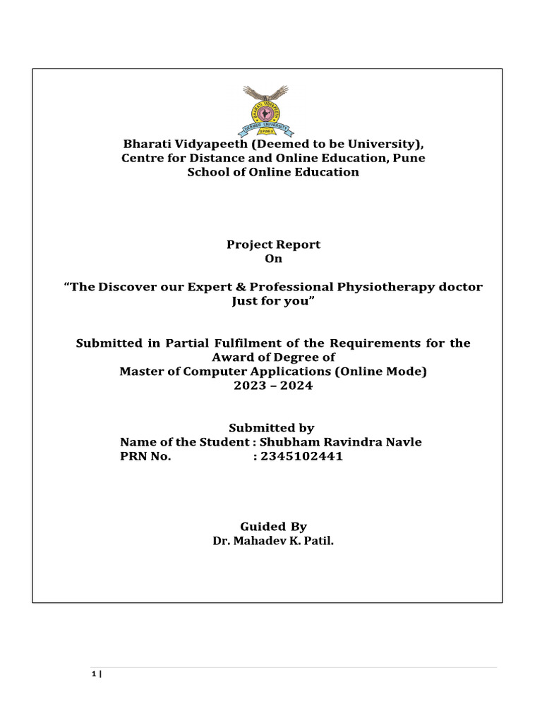 Physio-Relief Project Documentation | PDF | Physical Therapy | Databases