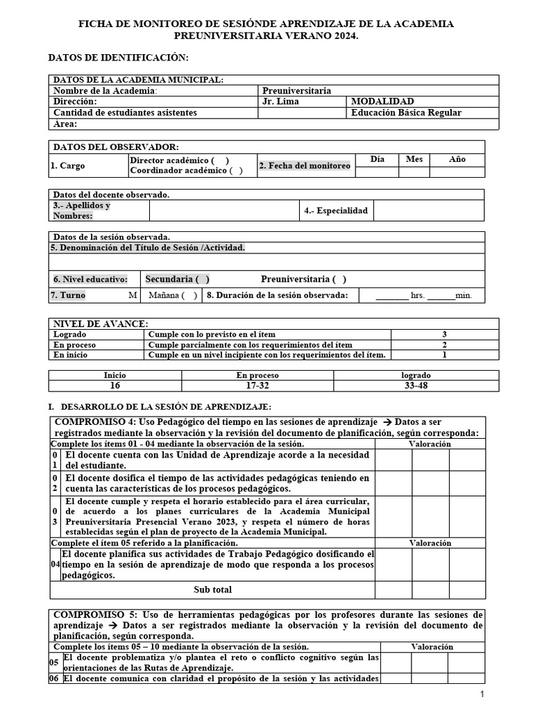 Ficha de Monitoreo | PDF | Aprendizaje | Evaluación