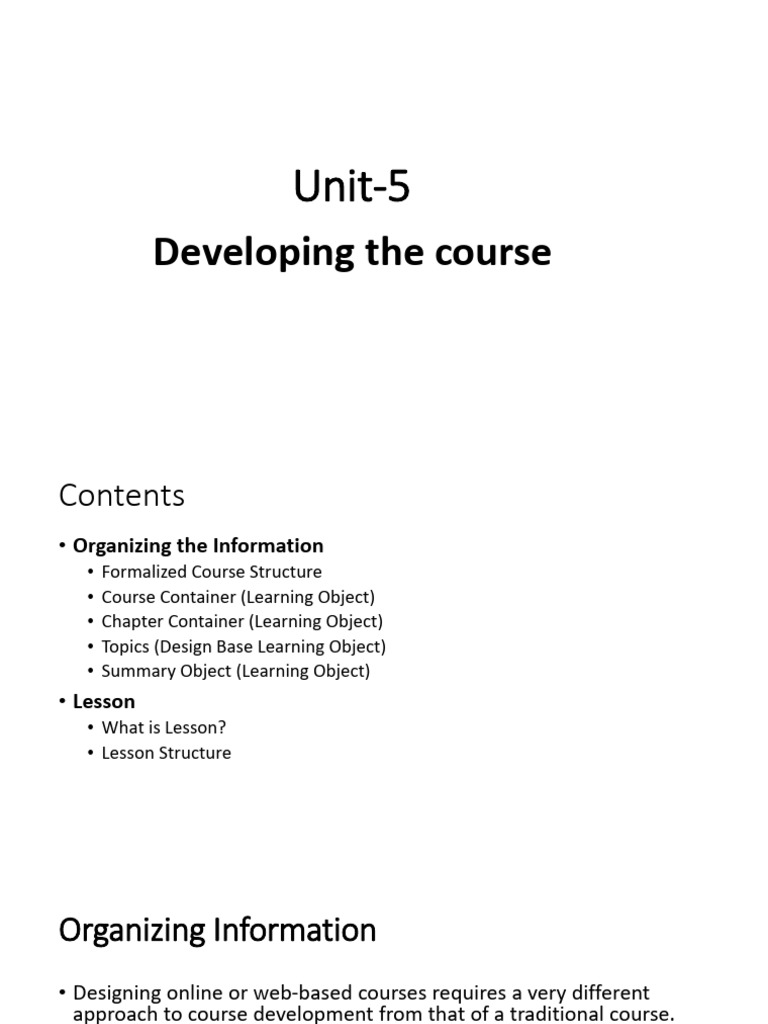 Chapter-5 Developing The Course | PDF | Educational Assessment | Learning