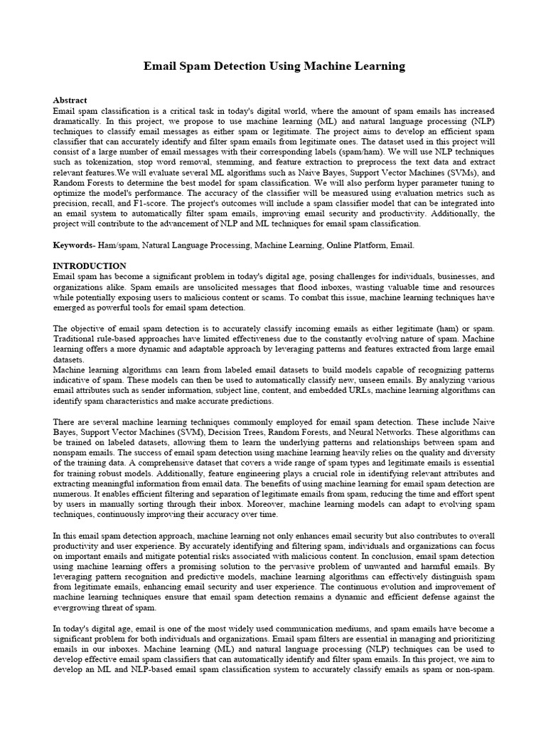 E-Mail Spam Detection | PDF | Machine Learning | Email Spam