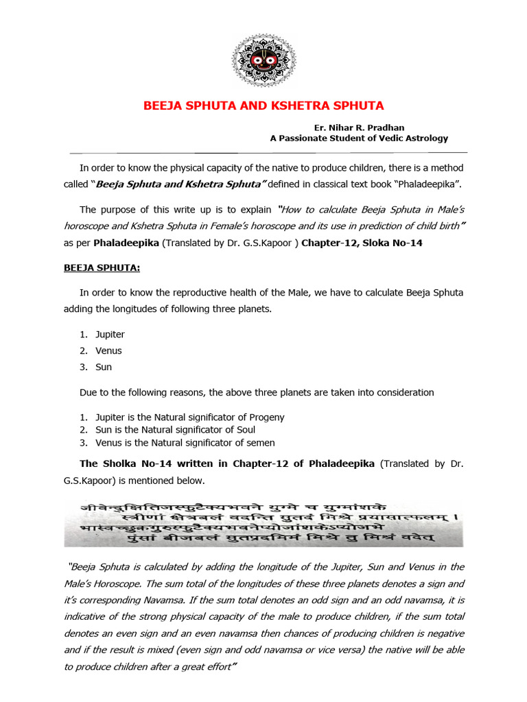 Beeja Sphuta & Kshetra Sphuta | PDF | Astronomy | Astrology
