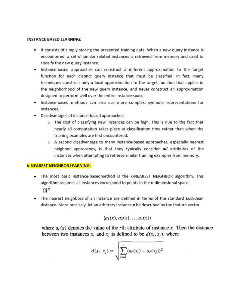 UNIT 3 - INSTANCE BASED LEARNING Akgec | PDF | Linear Regression | Applied Mathematics