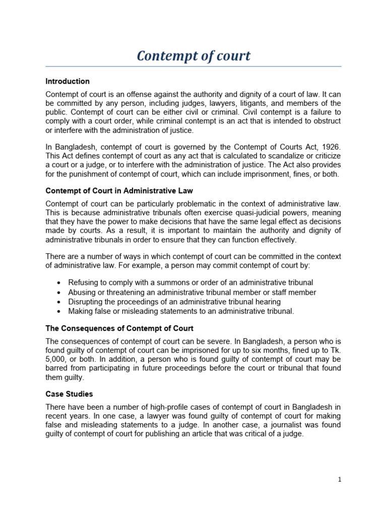 Administrative Law (Introduction) | PDF | Contempt Of Court | Judiciaries