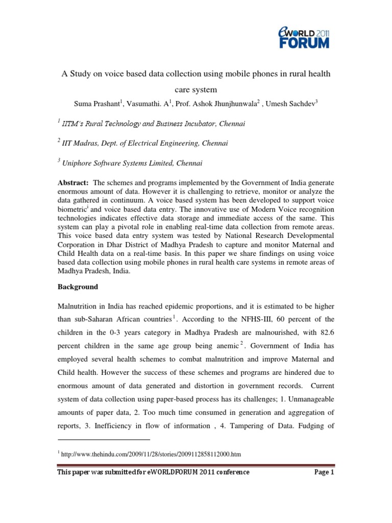 A Study On Voice Based Data Collection Using Mobile Phones in Rural ...