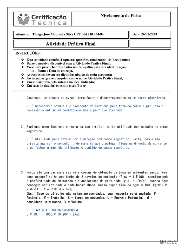 Atividade Final Física | PDF