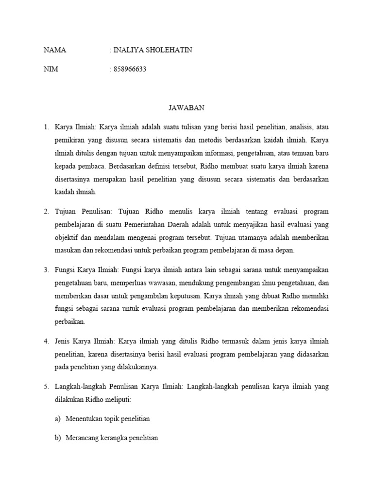 Jawaban Tugas 1 Tekhnik Penulisan Karil | PDF | Komputer