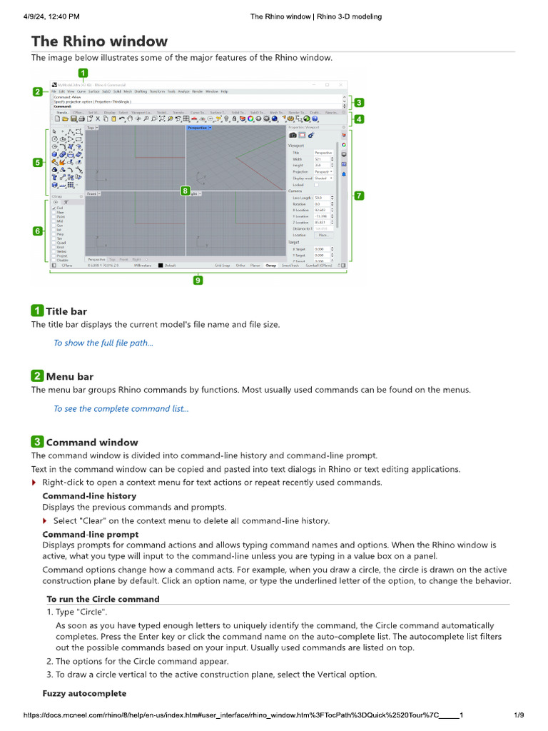 Rhinoceros Help - The Rhino Window - Rhino 3-D Modeling | PDF ...