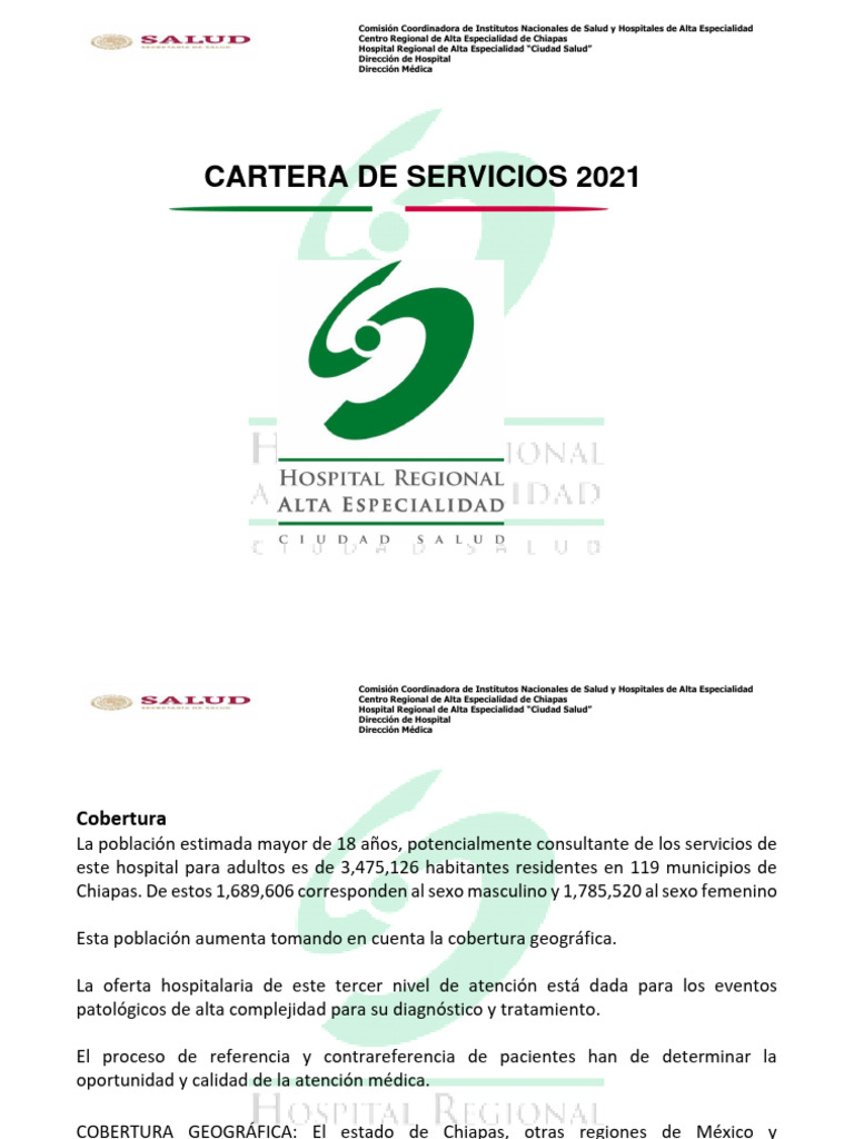 CARTERA DE SERVICIOS 2021 CD Salud | Descargar gratis PDF | Hospital | Medicina de Cuidados ...