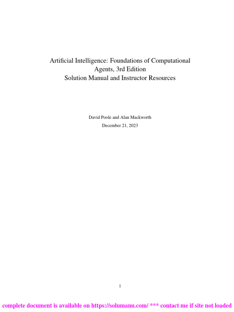 Solutions For Problems in Artificial Intelligence: Foundations of ...
