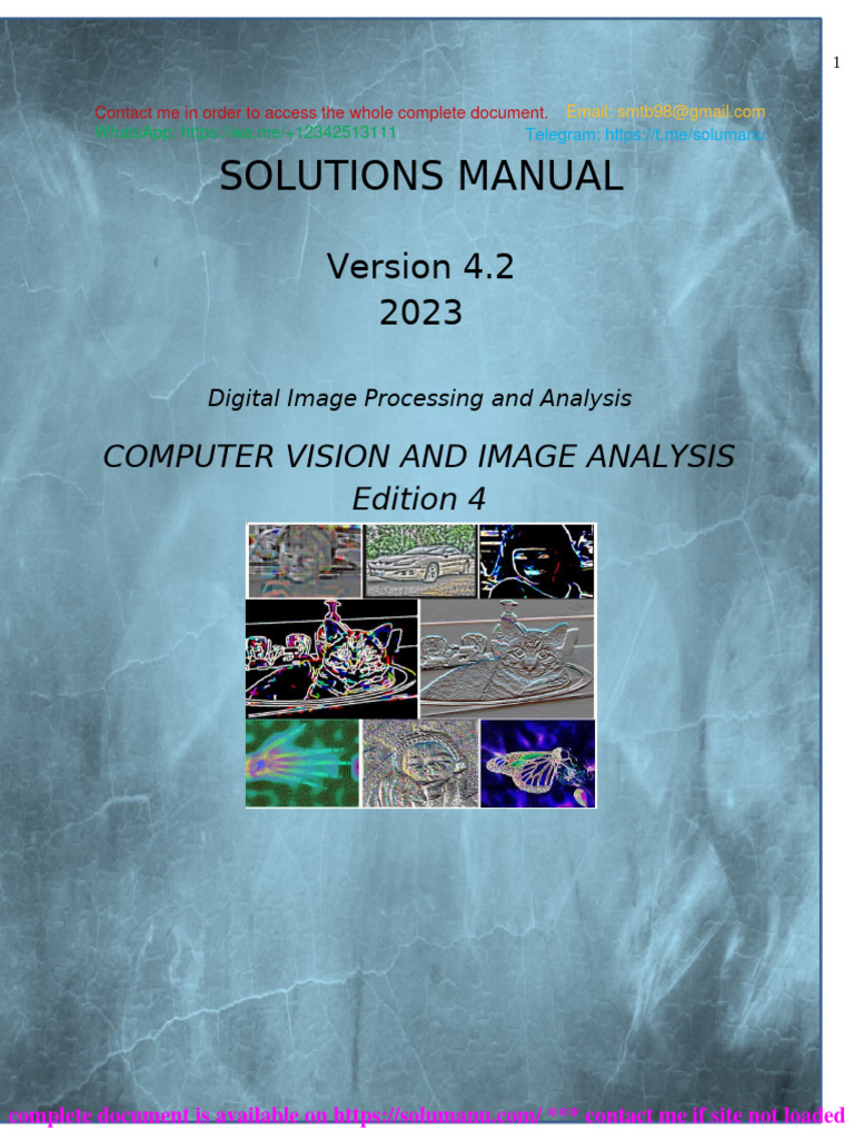 Answers To Problems For Computer Vision and Image Analysis, 4th Edition ...