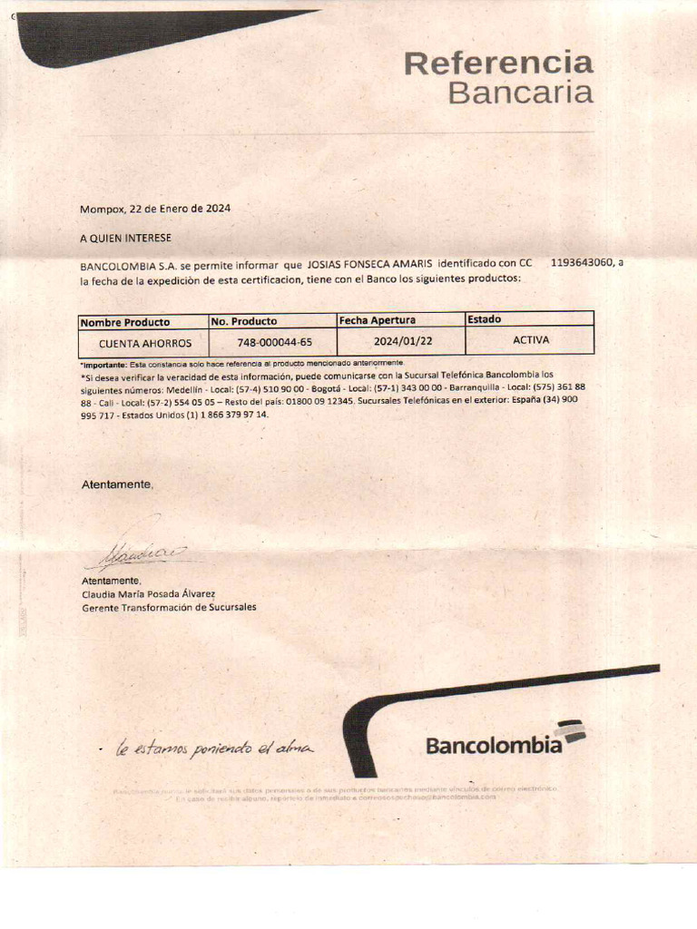 CERTIFICADO DE CUENTA BANCARIA | PDF