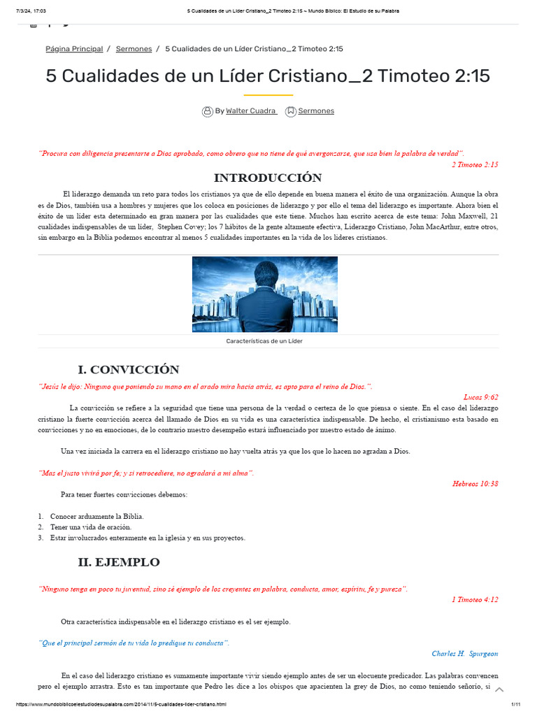 5 Cualidades de Un Líder Cristiano - 2 Timoteo 2 - 15 Mundo Bíblico - El Estudio de Su Palabra ...