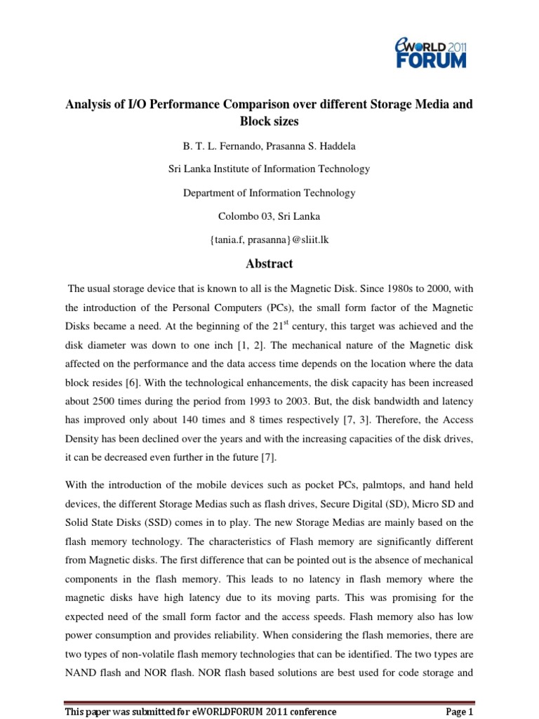 Analysis of IO Performance Comparison Over Different Storage Media and ...