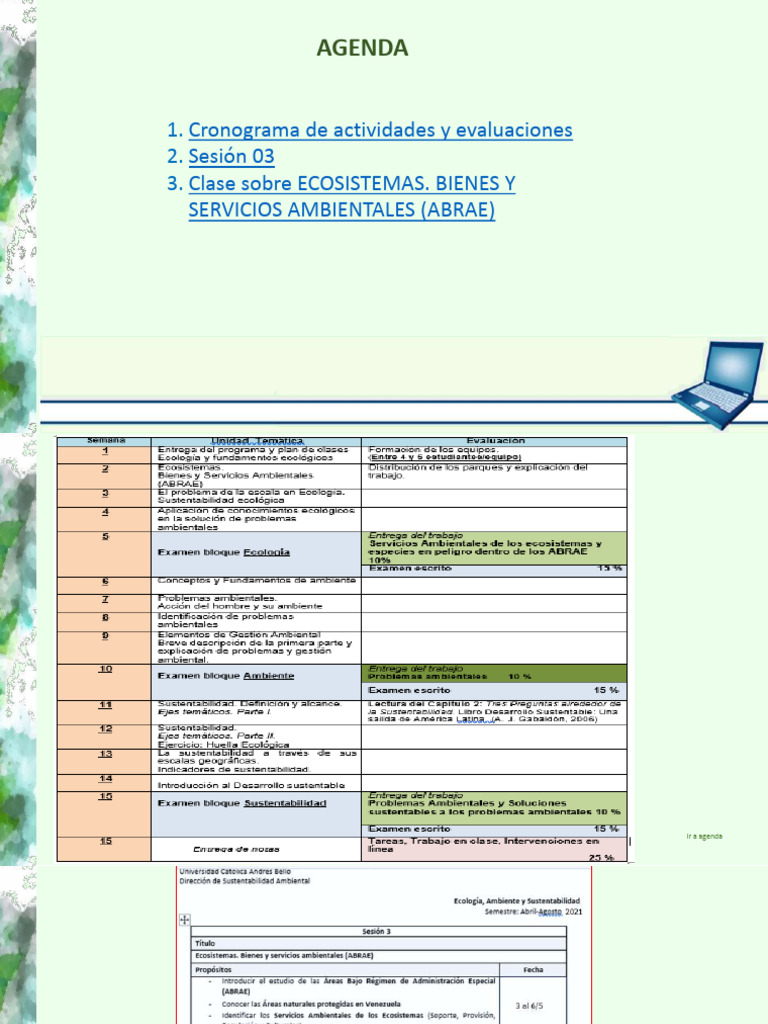 Agenda Clase 2 EAS Ecosistemas ABRAE | PDF | Ecología | Entorno natural
