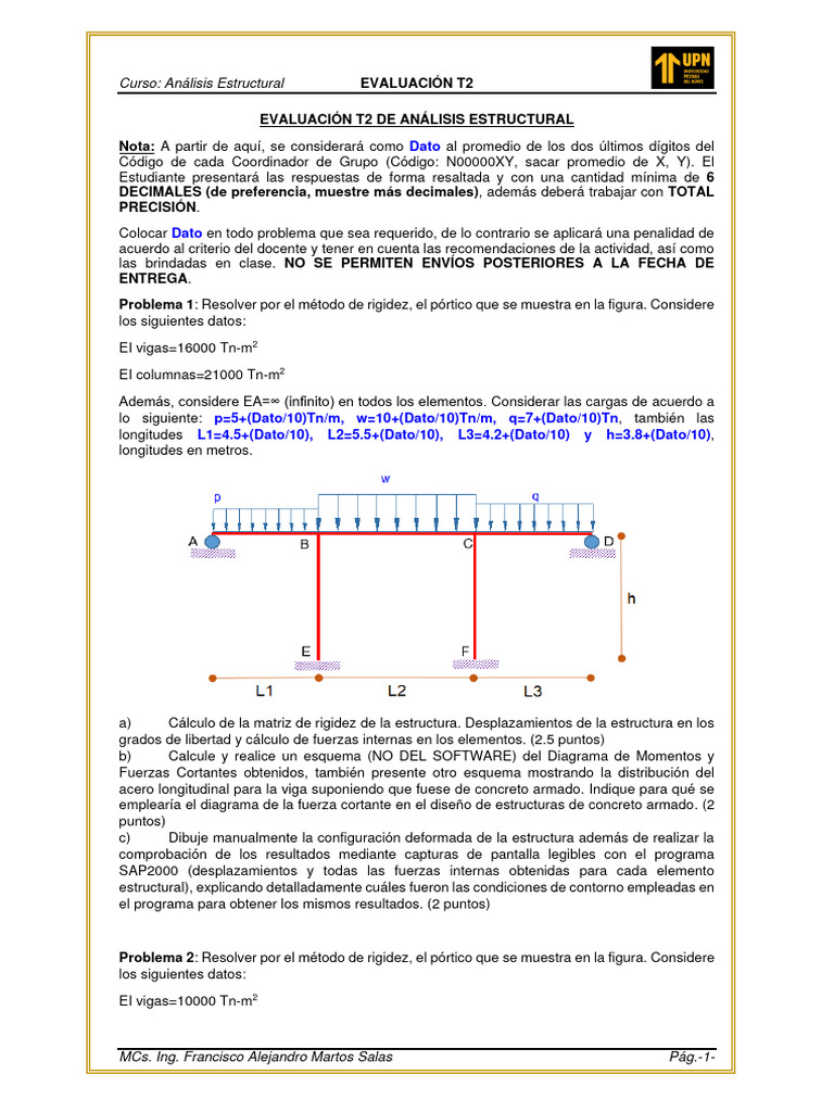 Examen T2 | PDF | Rigidez | Viga (Estructura)