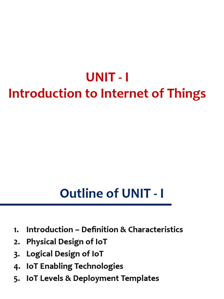 01 IoT Unit-1 Presentation PPT | PDF | Wireless Sensor Network | Internet Protocols