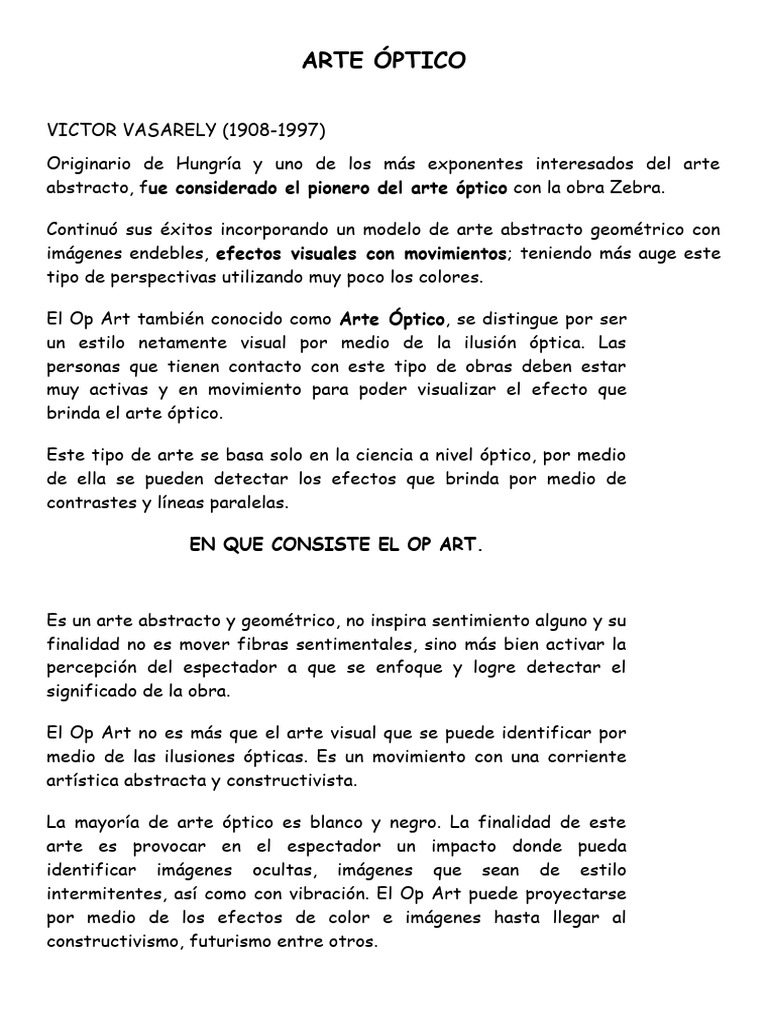 Arte Optico | PDF | Arte abstracto | Percepción