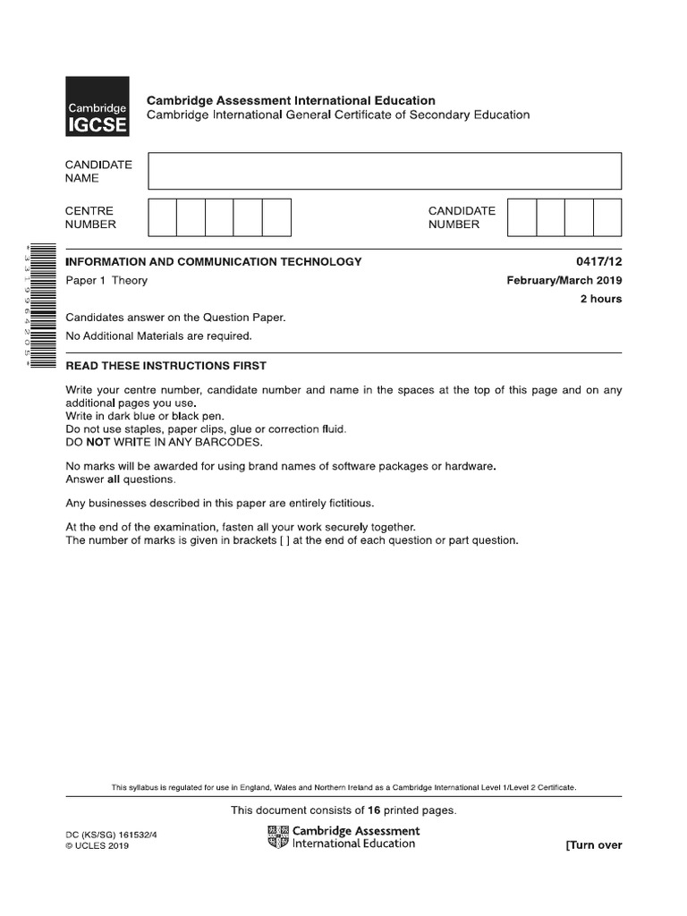 Ict Past Paper | PDF