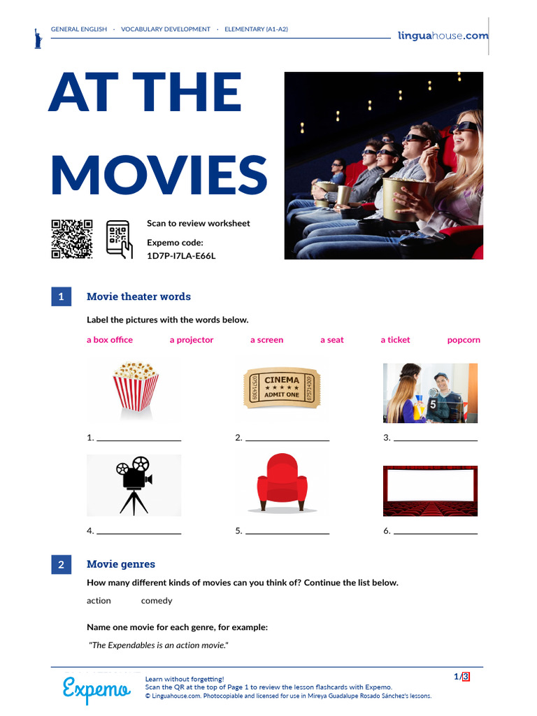 At The Movies American English Teacher | PDF | Movie Theater