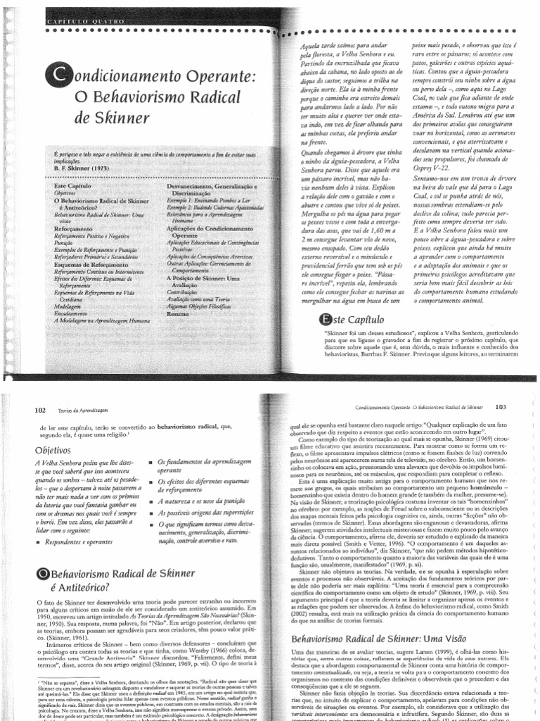 Cap 4 - Condicionamento Operante - O Behaviorismo Radical de Skinner | PDF