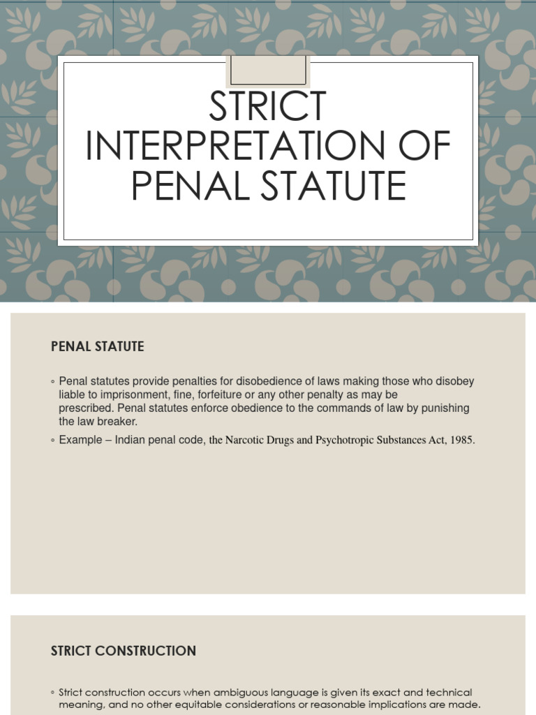 Strict Interpretation of Penal Statute | PDF