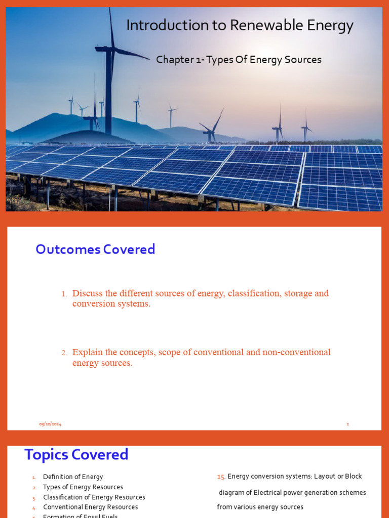 CHAPTER 1-Introduction To Renewable and Non Renewable Energy | PDF | Energy Development | Fuels