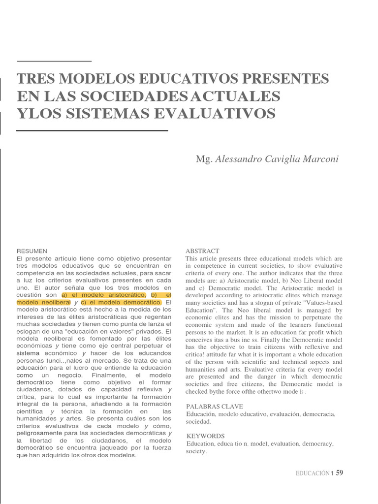 Modelos Educativos y Evaluación Actual | PDF | Democracia | Ideologías ...