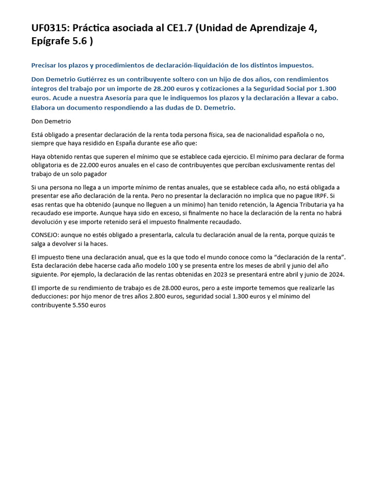 UF0315 Práctica Asociada Al CE1.7 Unidad de Aprendizaje 4, Epígrafe 5.6 | PDF