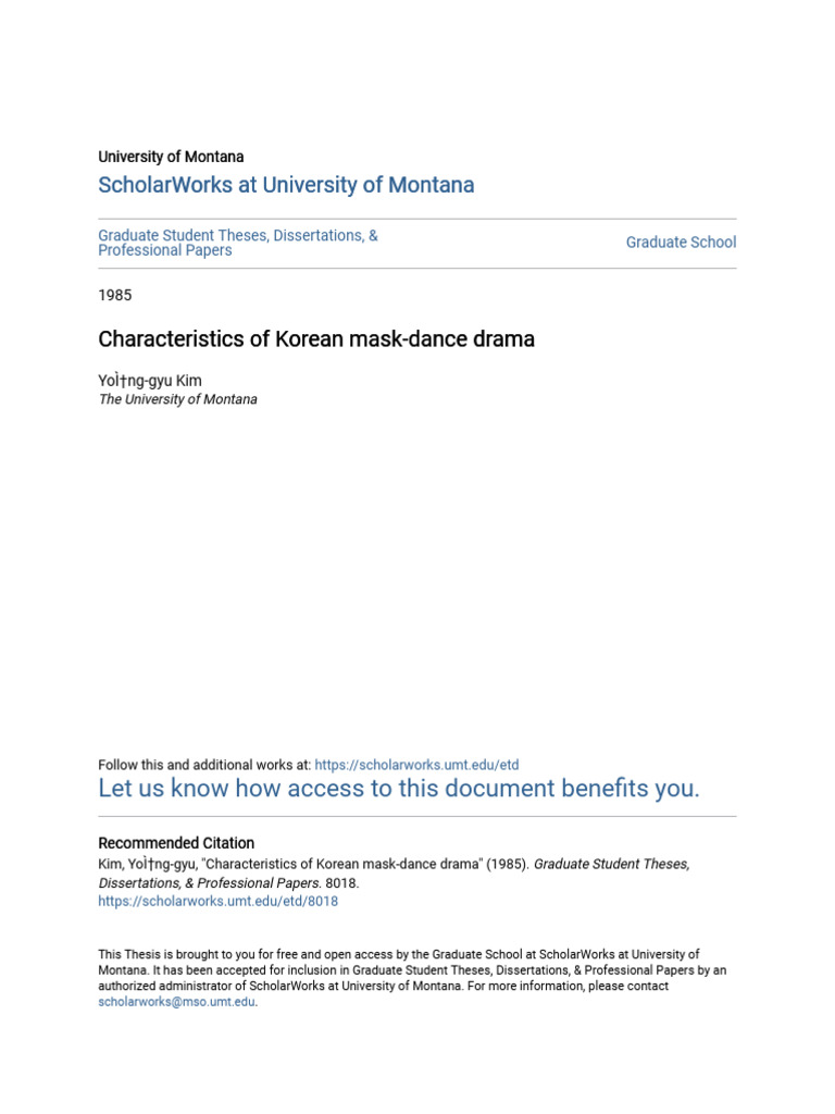Characteristics of Korean Mask-Dance Drama | PDF | Thesis