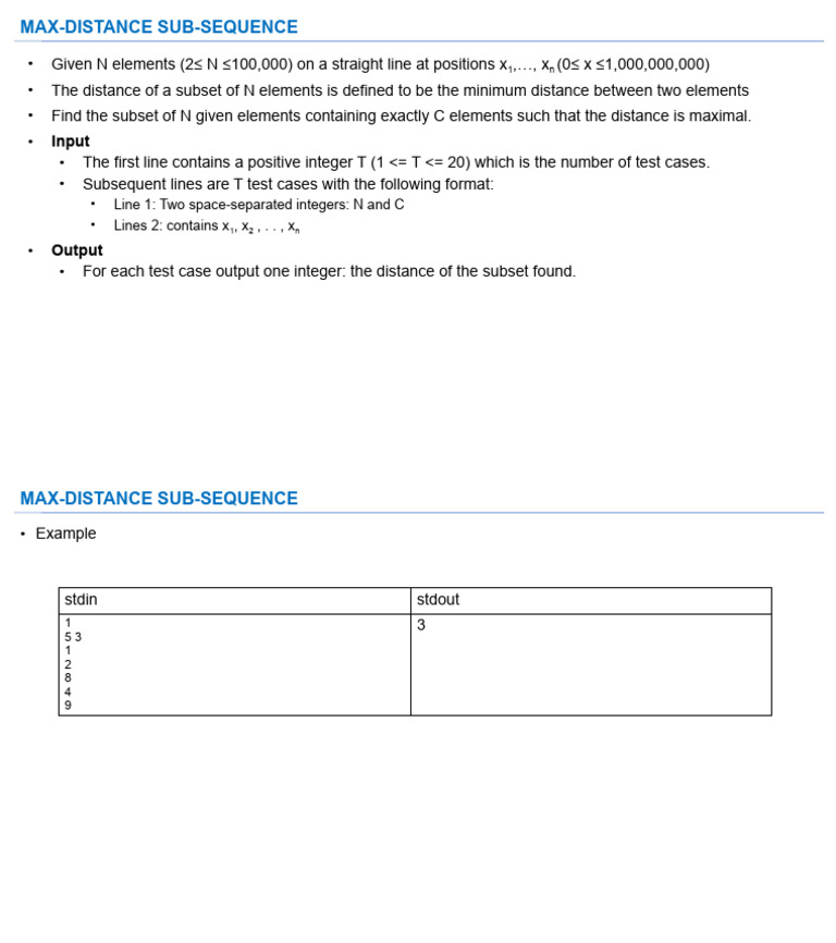 Max Distance Sub Sequence | PDF | Teaching Methods & Materials