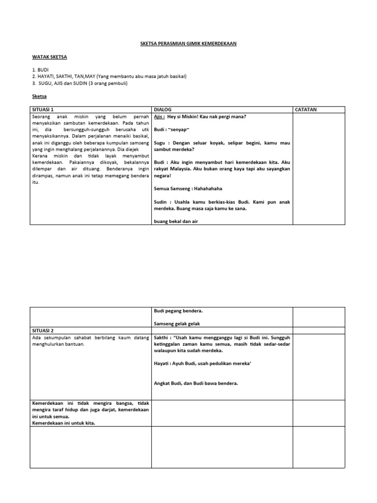 Sketsa Perasmian Gimik Kemerdekaan | PDF