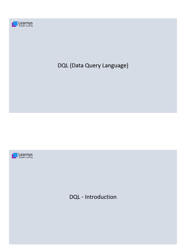DQL (Data Query Language) | PDF | Table (Database) | String (Computer Science)