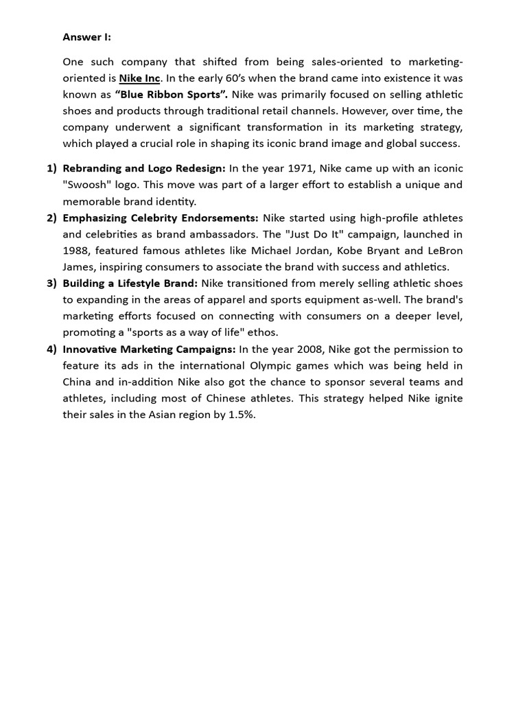 Nike Case Study Pdf Nike Airlines