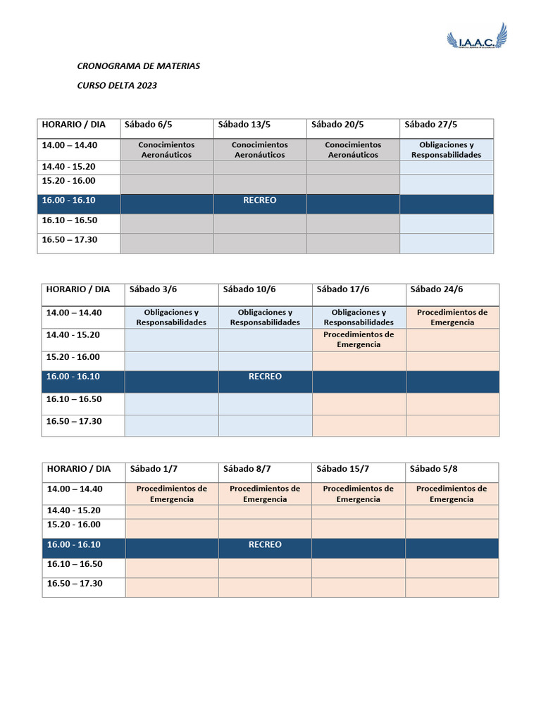 Cronograma Delta 2023 | PDF | Estudios de idiomas extranjeros