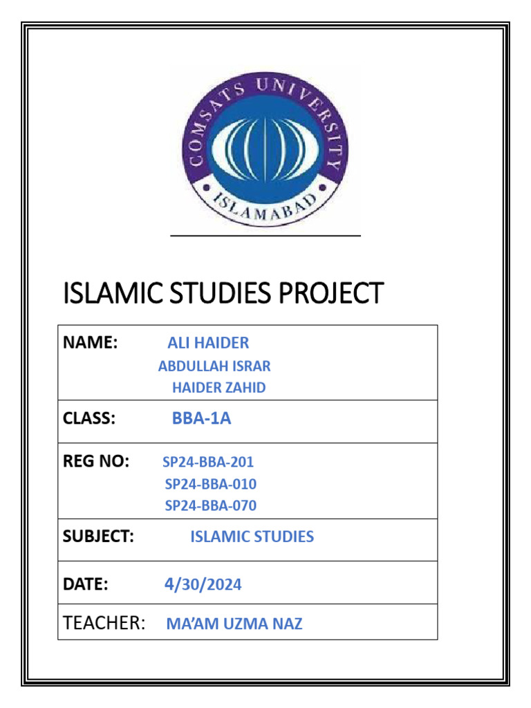 Islamic Studies Project... Sp24-Bba-1a | PDF | Artificial Intelligence ...