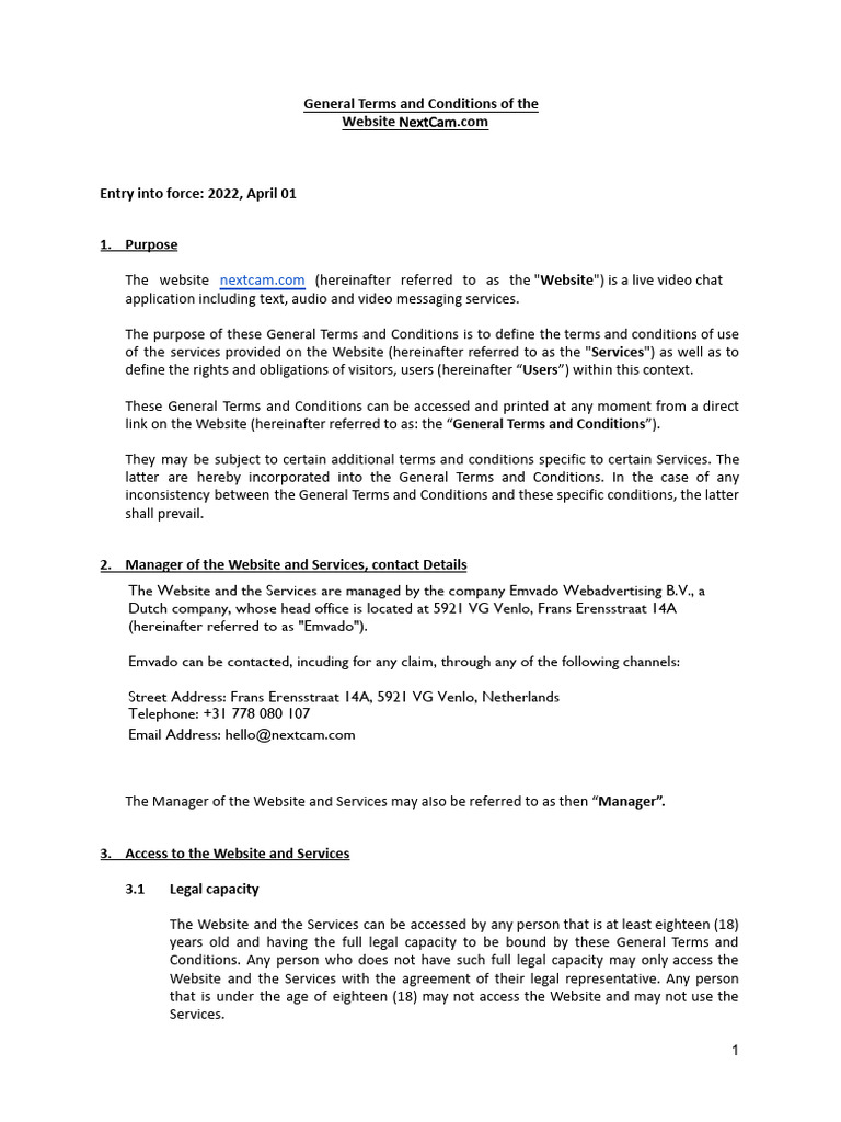 NextCam General Terms of Use1 | PDF | Payments | Legal Liability