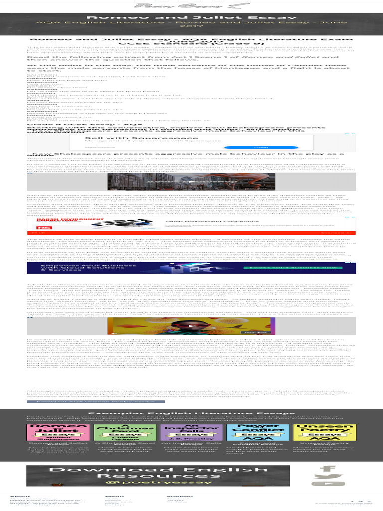 Romeo and Juliet Essay - Poetry Essay - Essay Writing Help - GCSE and A ...