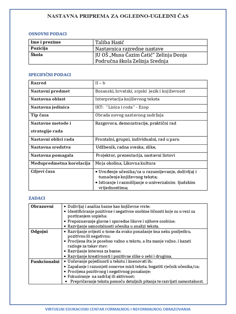 Nastavna Priprema | PDF
