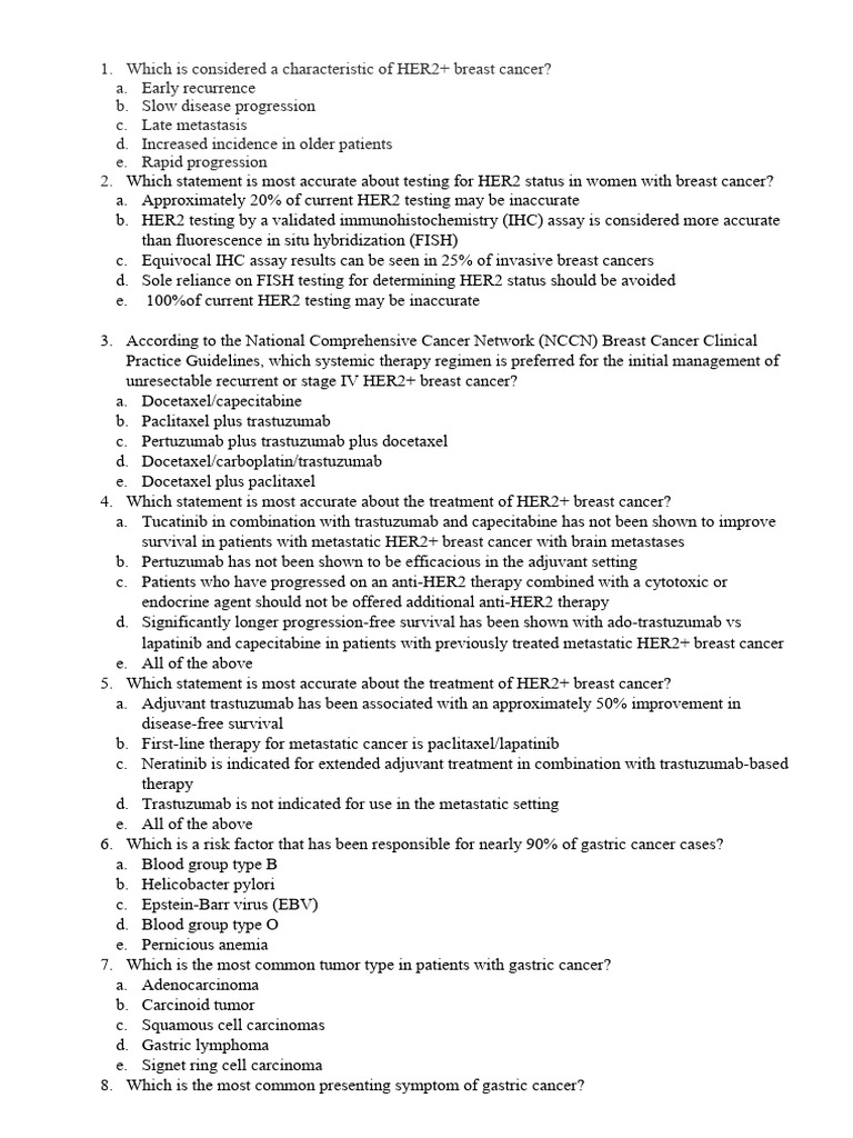 2024 Quizzes Oncology For Students | PDF | Colorectal Cancer | Cancer