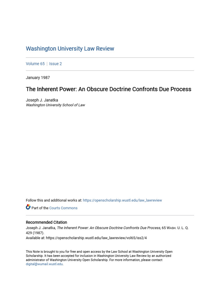 1987 The Inher The Inherent Power | PDF | Article Three Of The United ...