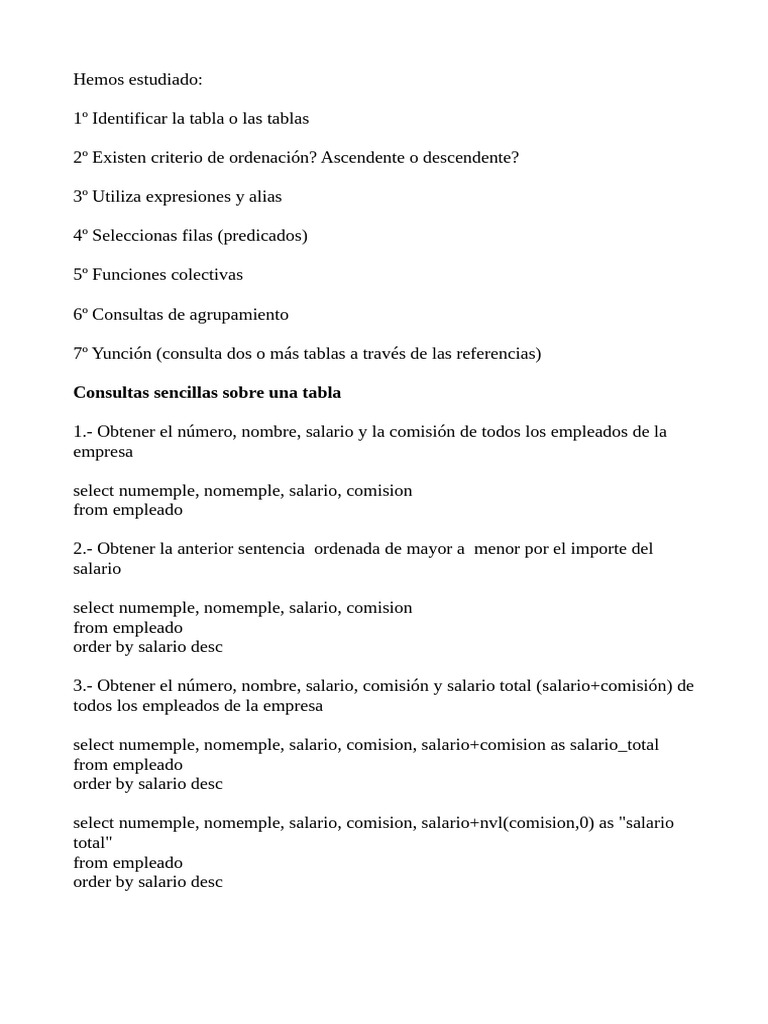 Consultas SQL para Gestión de Empleados | PDF