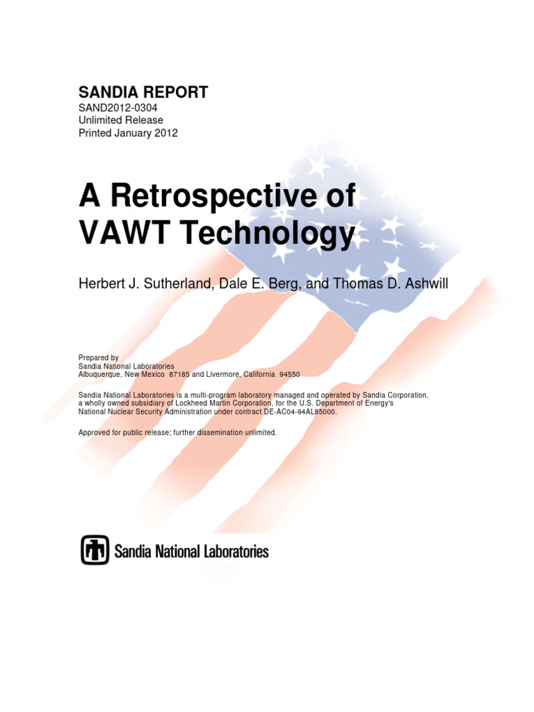 SAND2012 0304 A Retrospective of VAWT Technology | PDF | Wind Turbine ...