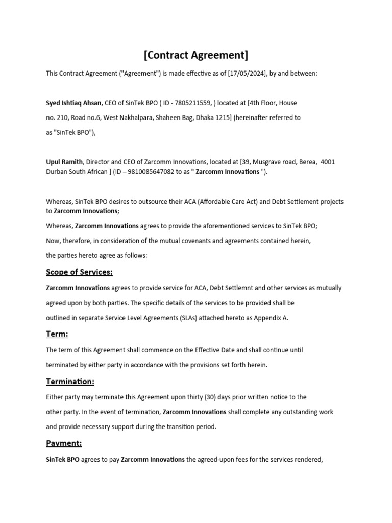 Contract Agreement | Download Free PDF | Private Law | Business