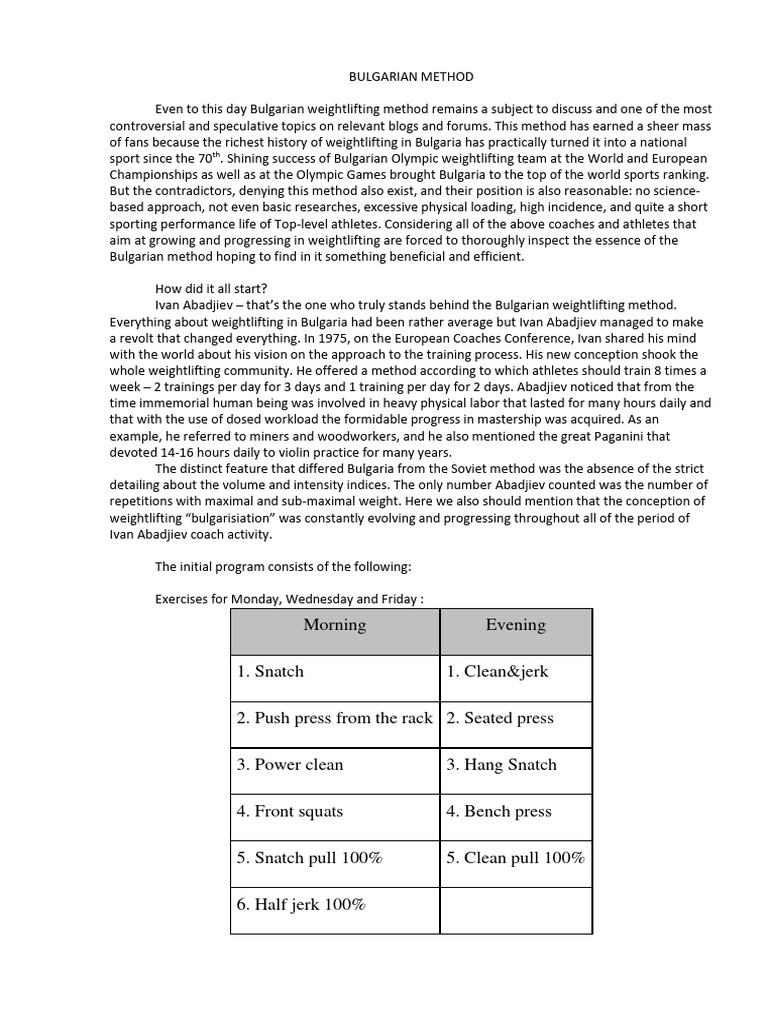 Bulgarian Method | PDF | Weight Training
