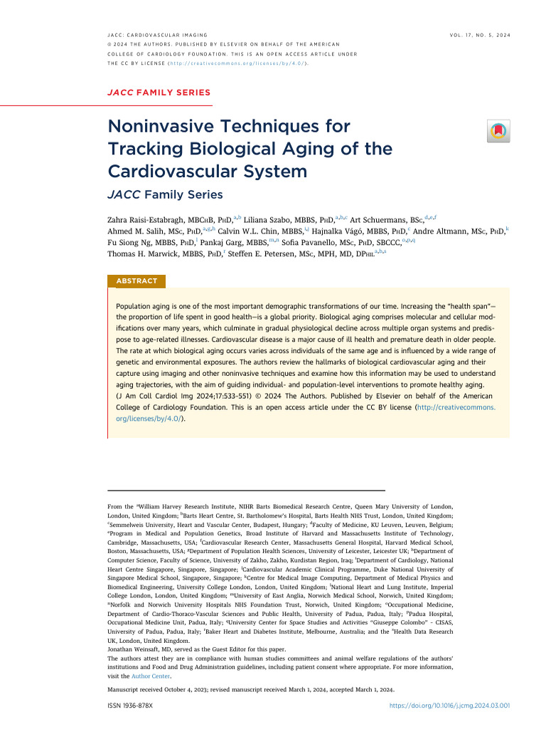Raisi Estabragh Et Al 2024 Noninvasive Techniques For Tracking Biological Aging of The ...