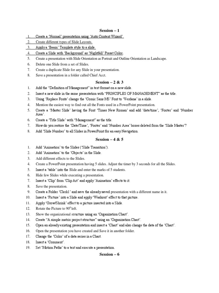 Power Point Work Sheet | PDF | Microsoft Power Point | Digital Technology