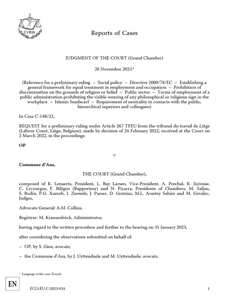 Reports of Cases. Law | PDF | Discrimination | European Union Law