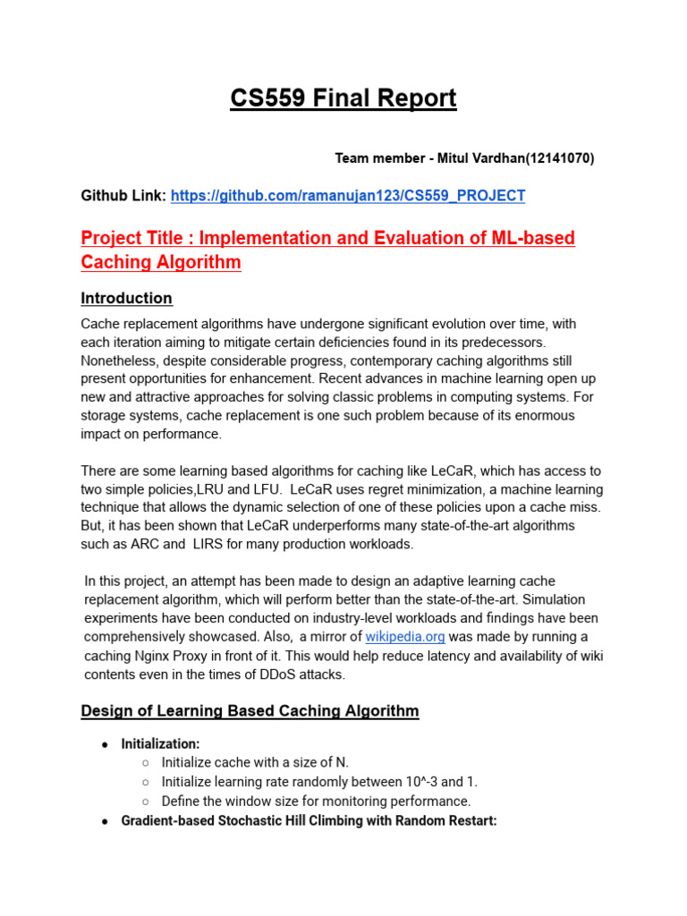 CSD Final Report | PDF | Cache (Computing) | Proxy Server