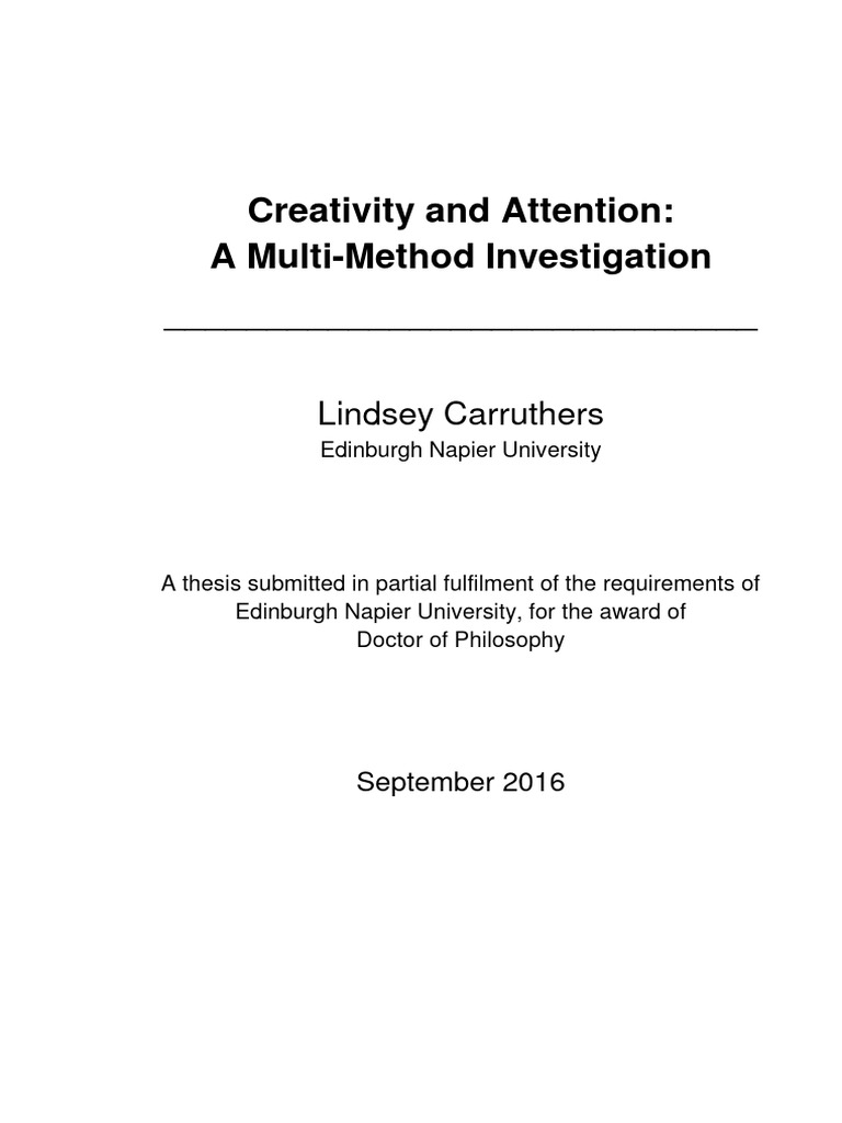 Creativity and Attention A Multi Method Investigation | PDF ...